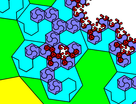 Matching rule B, detail. A 14-hex hole is formed that repeats smaller ...